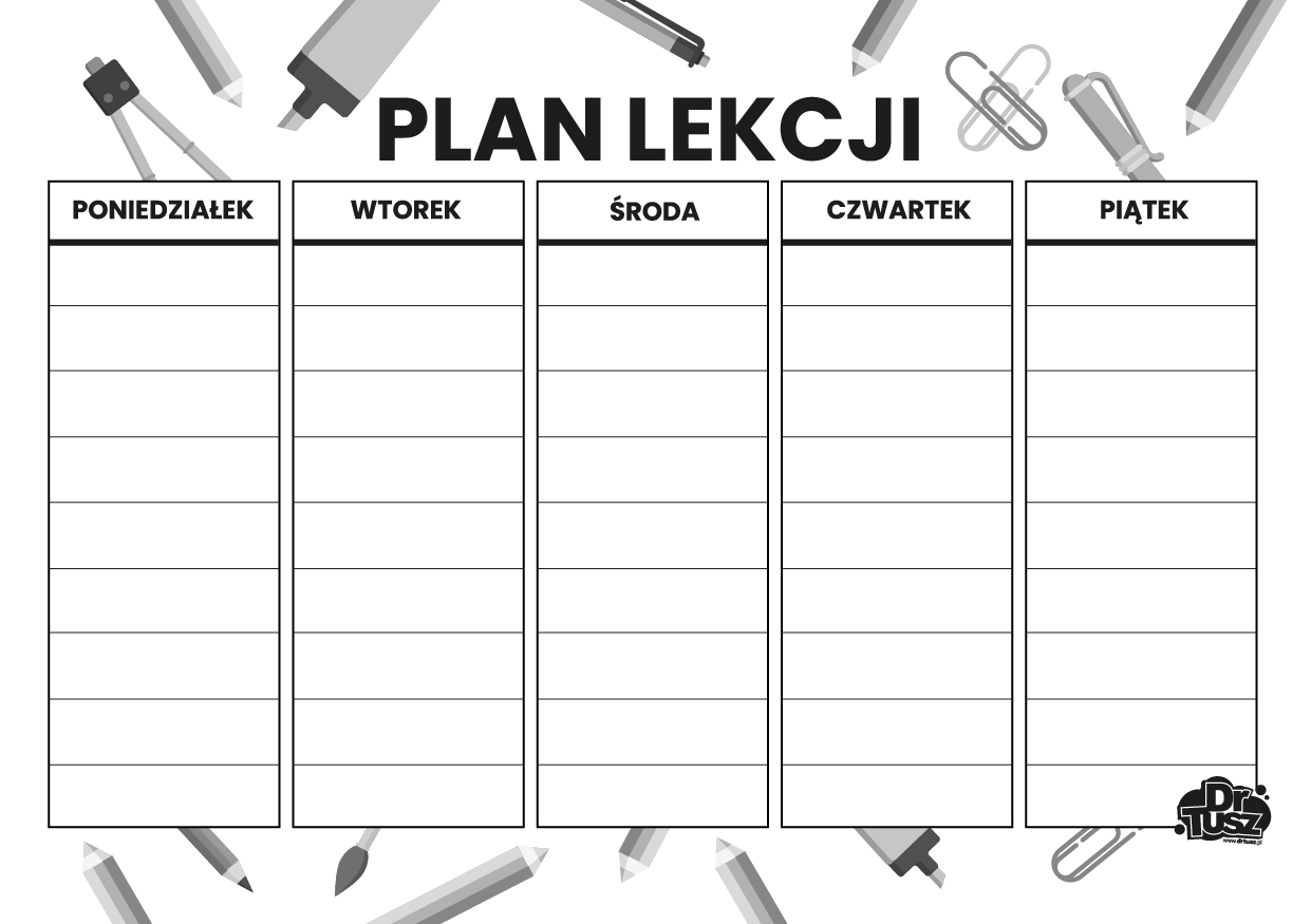 Bezpłatny plan lekcji i plan zajęć do druku na rok szkolny 2025/2026 - Blog firmowy DrTusz